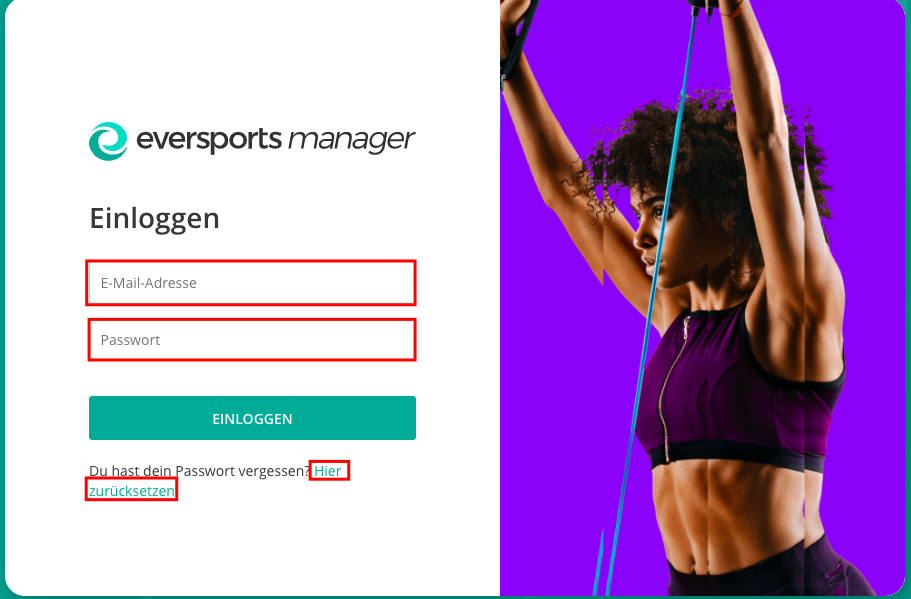 Login/Anmeldung im Eversports-Manager